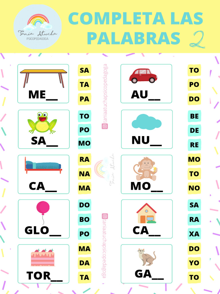 Completa La Palabra 2 Sílabas | PDF
