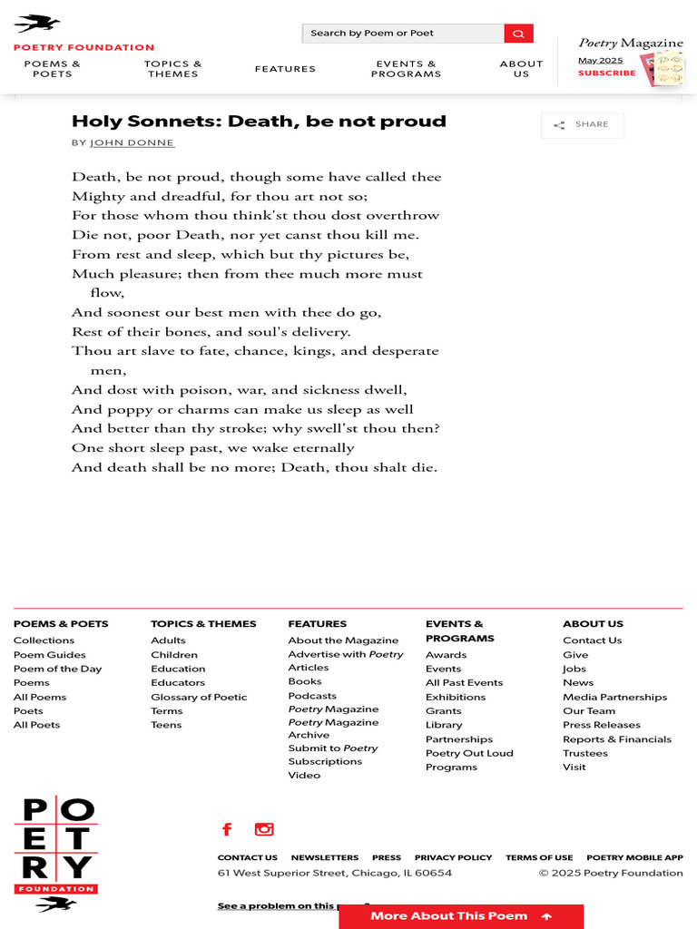 Holy Sonnets Death, Be Not Proud The Poetry Foundation | PDF | Poetry | Poems