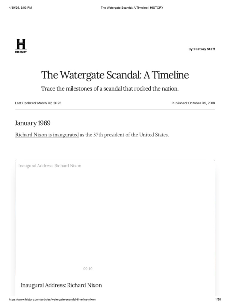 The Watergate Scandal Timeline | PDF | Watergate Scandal | United ...