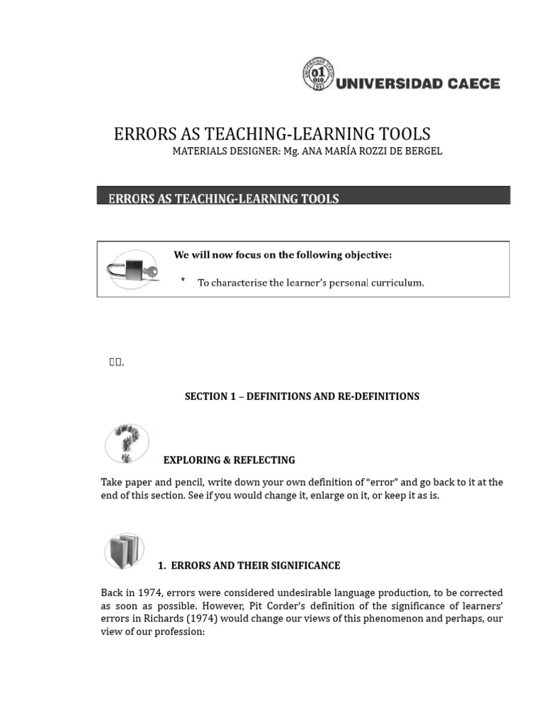 Errors and Teaching Learning Tools | PDF | Second Language Acquisition | Learning