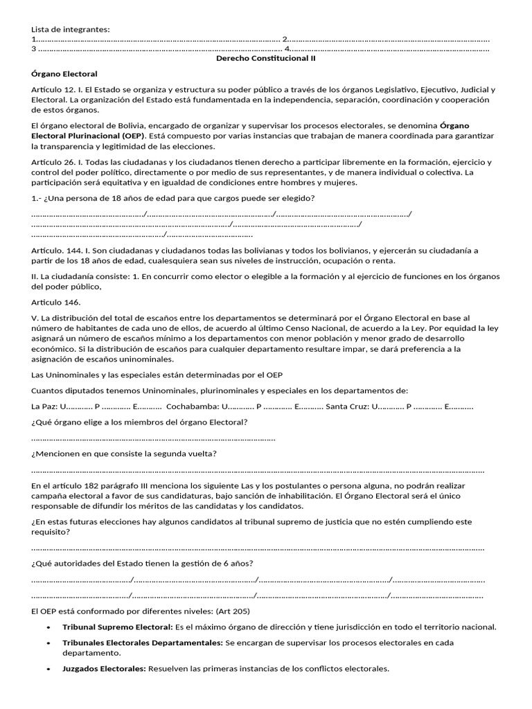 Derecho Constitucional II Hito 4 | PDF | Elecciones | Gobernancia