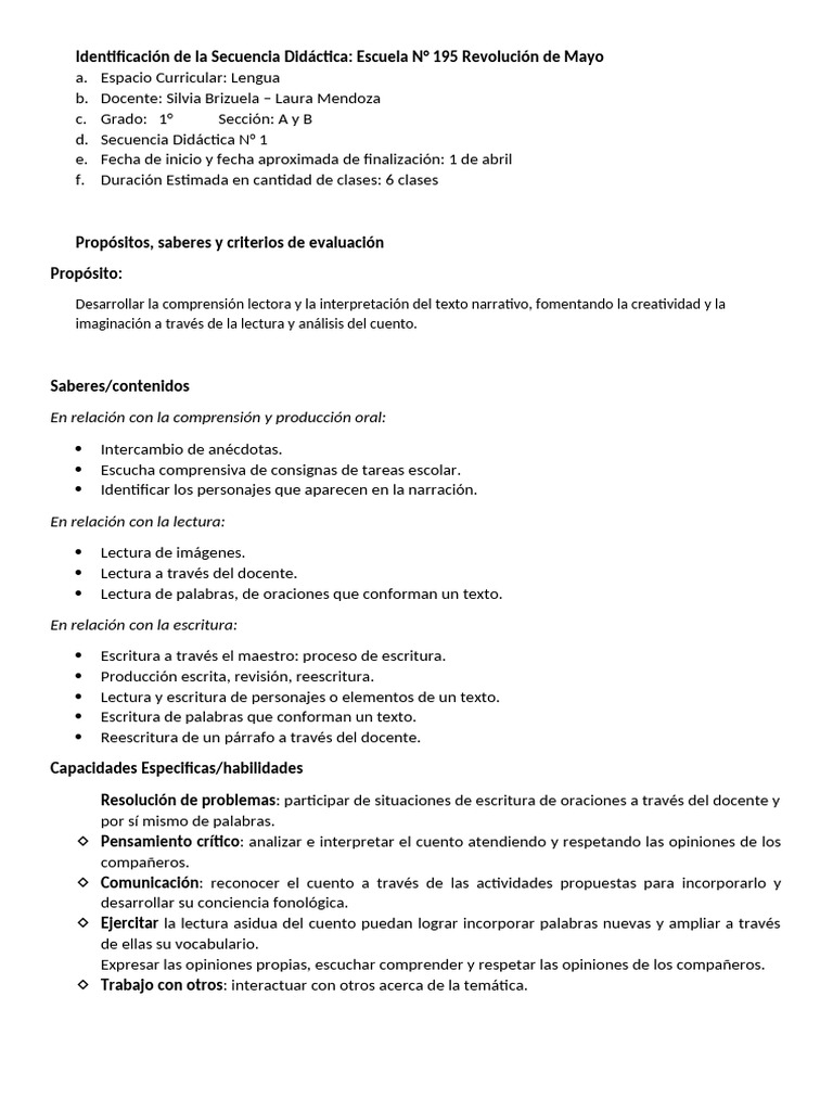 Secuencia 1 Lengua El Estofado Del Lobo | PDF | Comprensión lectora ...