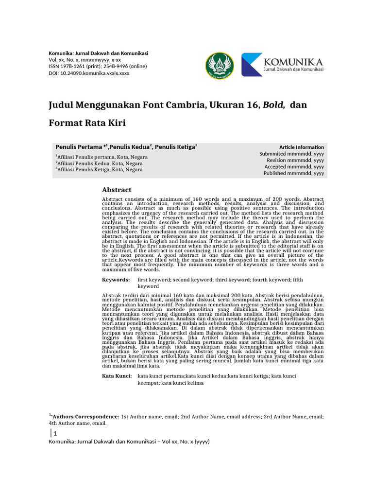 Template Jurnal Komunika Versi 02-OTH | PDF