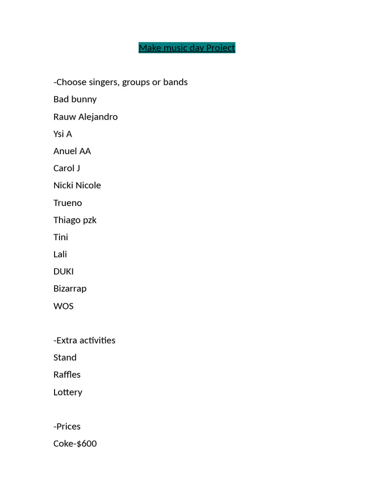 Make Music Day Project | PDF