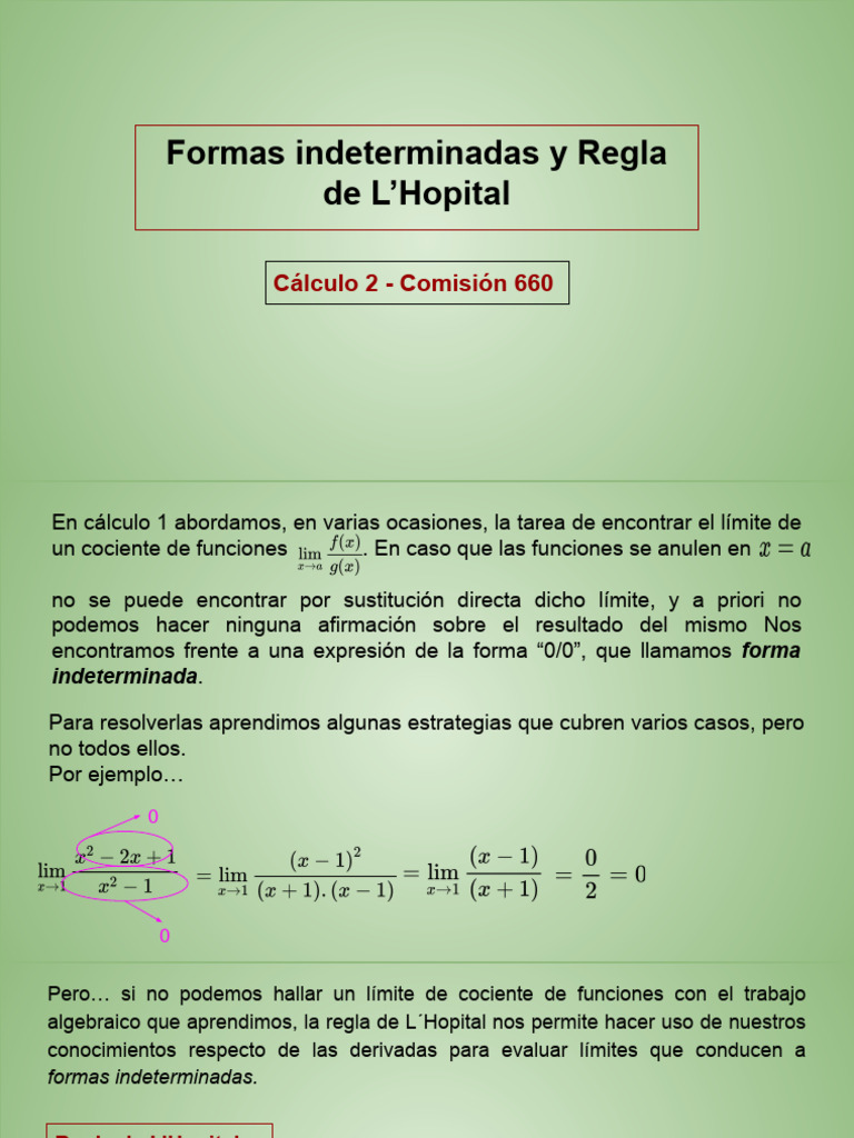Formas Indeterminadas y L'Hôpital | PDF | Exponenciación | Matemáticas