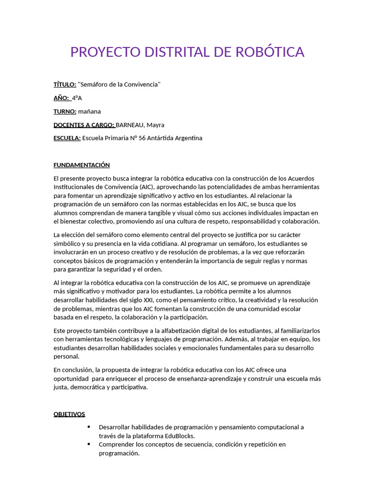 Robótica y Convivencia: Semáforo Educativo | PDF | Escuelas | Educación ...