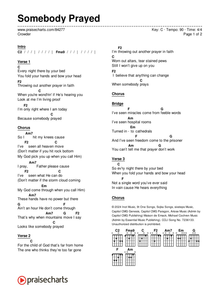 Somebody Prayed - Lyrics & Chords | PDF | Song Structure