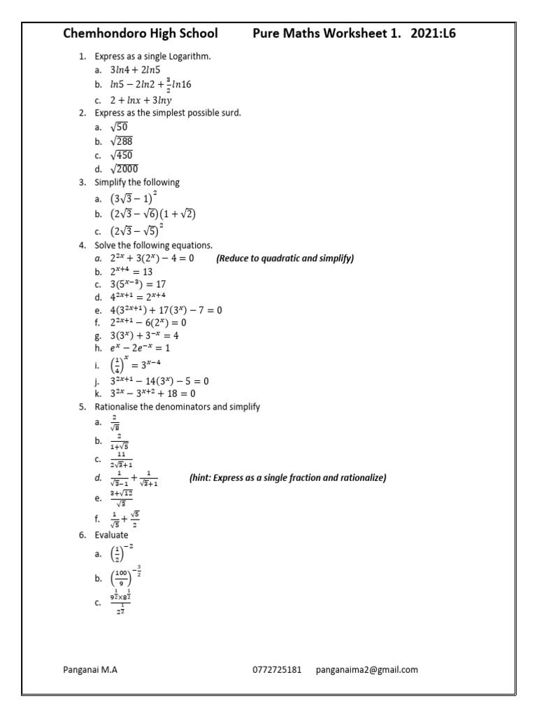 Indices and Logarithms | PDF