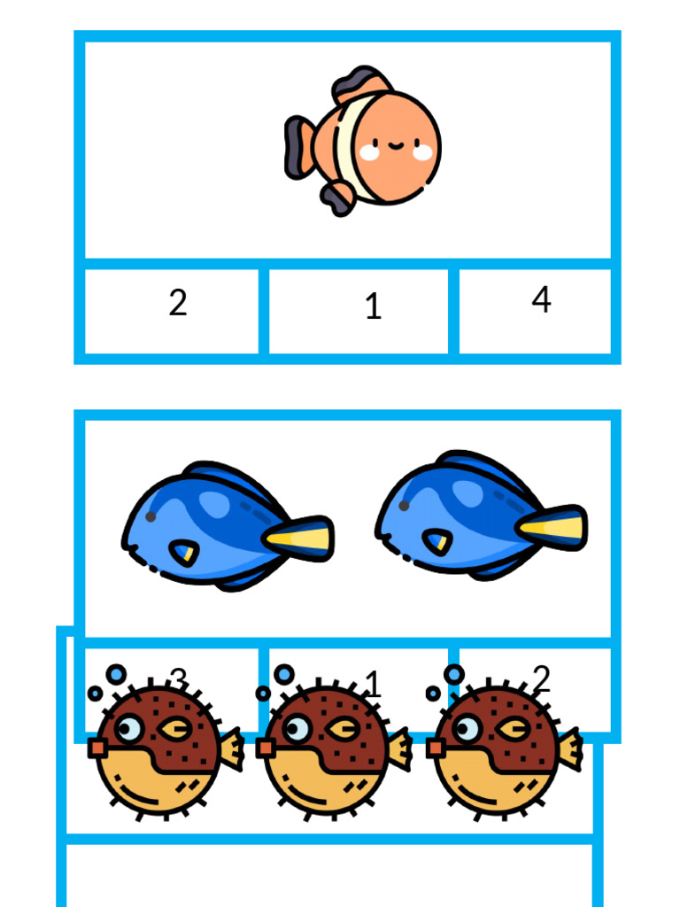 Tarjetas de Conteo Animales Marinos 1 Al 5 | PDF