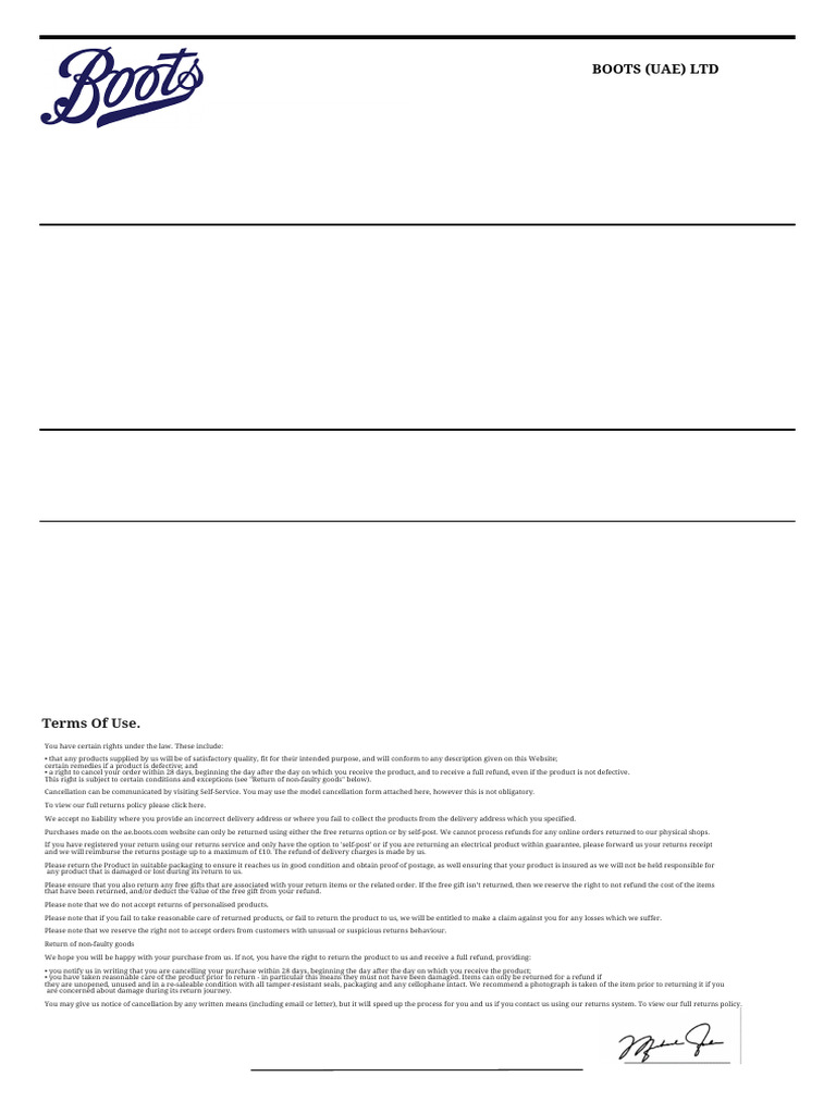 Boots UAE Return Policy Overview | PDF | United Arab Emirates