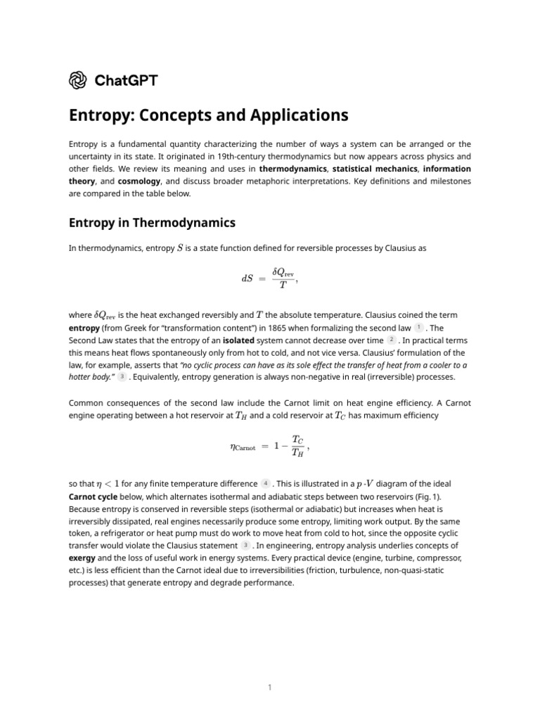 Entropy - Concepts and Applications | PDF | Entropy | Second Law Of Thermodynamics