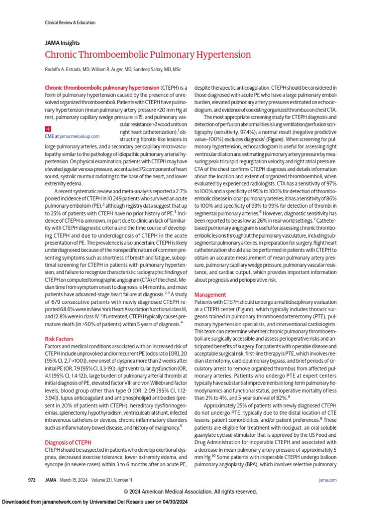 2024 Chronic Thromboembolic Pulmonary Hypertension (1) | PDF | Cardiovascular Diseases | Angiology
