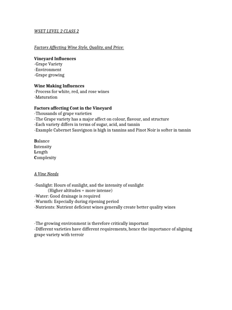 Wset Level 2 Class 2 | PDF | Phenolic Content In Wine | Wine