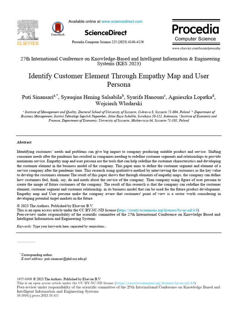 Mapa de Empat (Ia1-S2.0-S1877050923015697-Main | PDF | Market Segmentation | Empathy