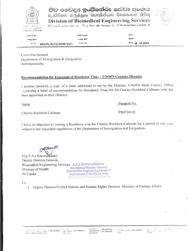 MoH Letter 2023 - Charles Rochford Callanan | PDF