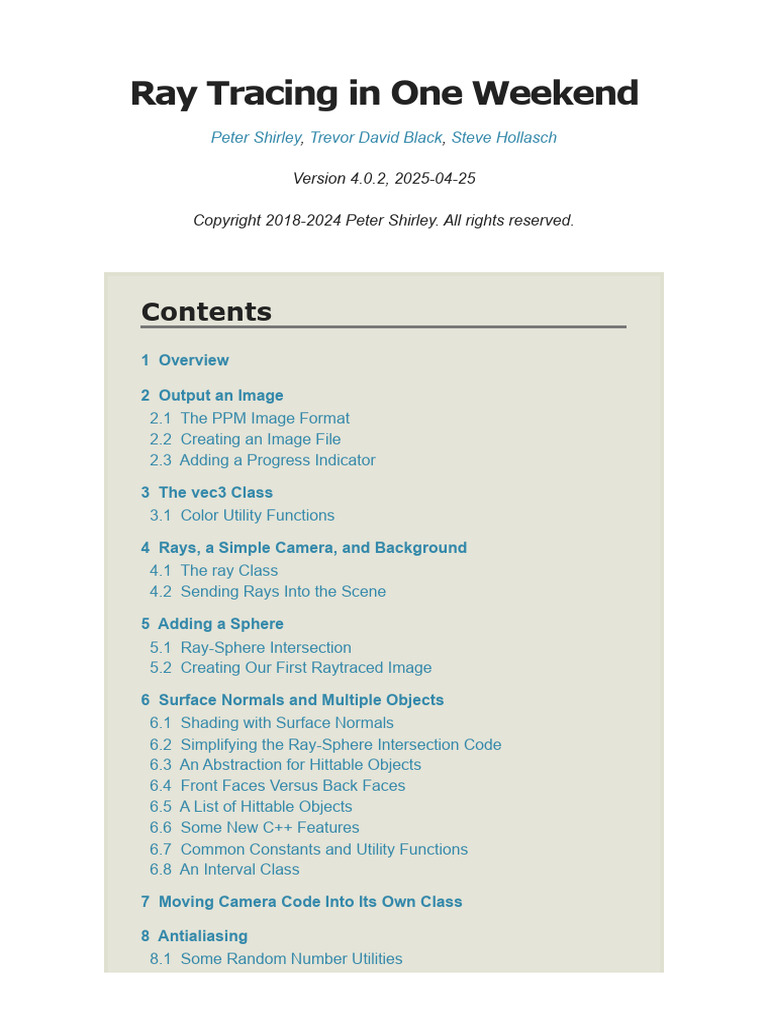 Raytracing Github Io Books RayTracingInOneWeekend HTML... | PDF | Sphere | Reflection (Physics)
