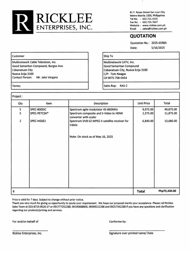 2025-6598A Multinetwork Cable - Modulator & Converter | PDF