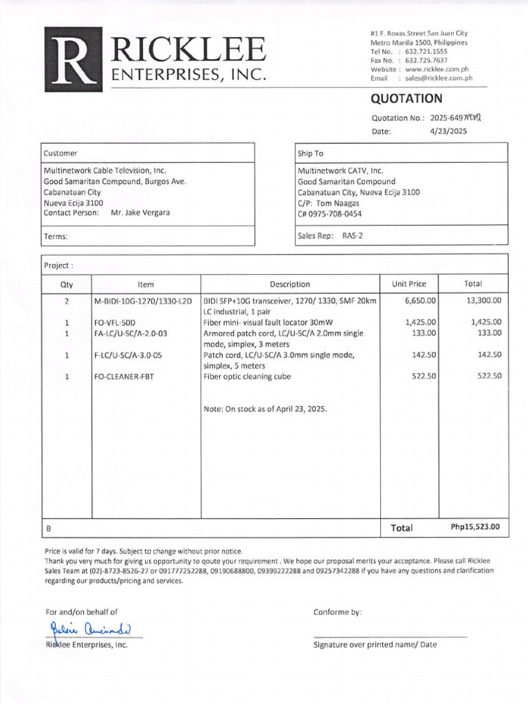 2025-6497rev2 Multinetwork Cable Television, Inc | PDF