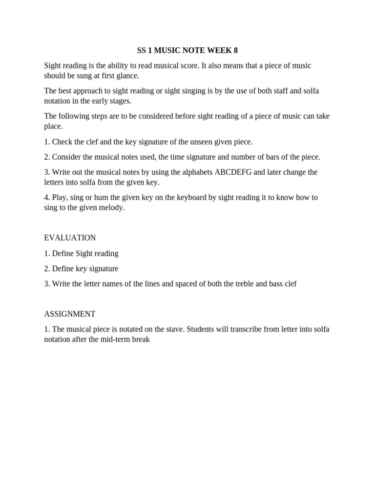 SS1 Music Note | PDF