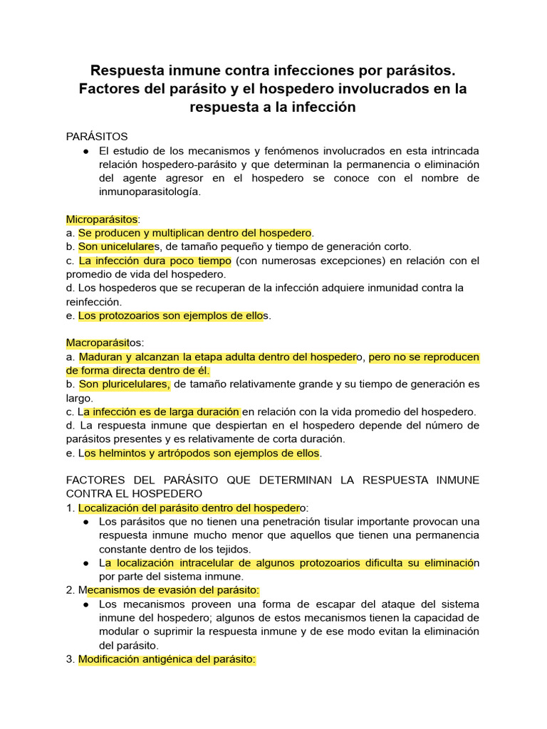 Respuesta Inmune Contra Infecciones Por Parásitos | PDF | Citocina | Sistema inmune