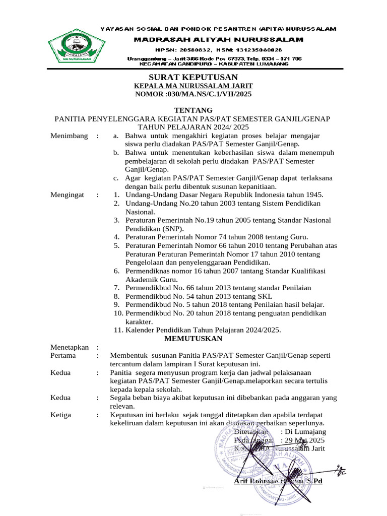 SK Panitia Paspat 2425 | PDF