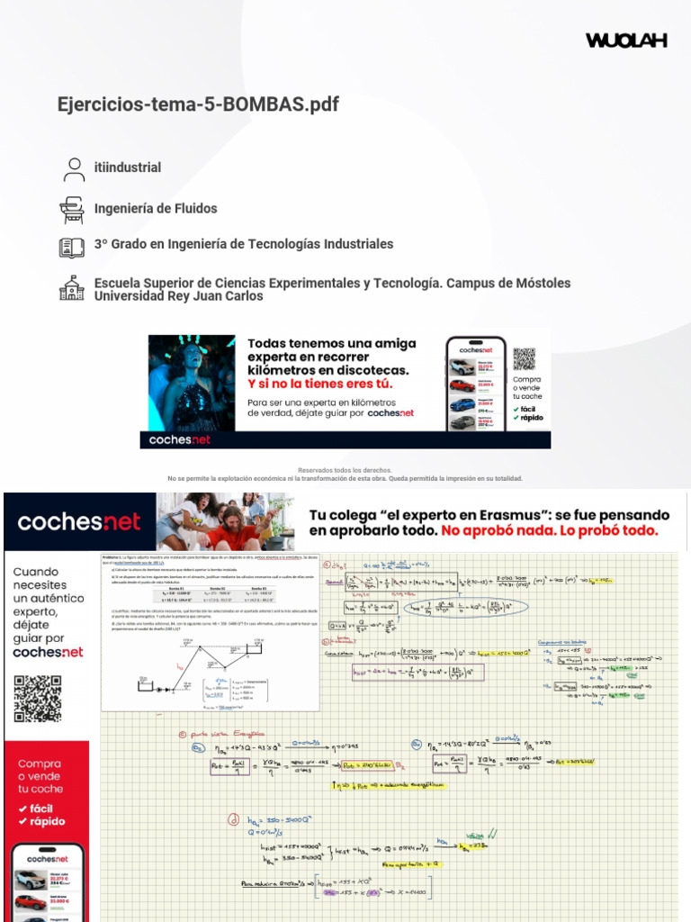 Wuolah Free Ejercicios Tema 5 BOMBAS | PDF | Science | Ingeniería