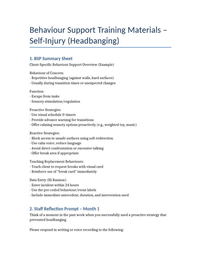BSP_Training_Materials_SelfInjury | PDF | Behavioural Sciences | Cognitive Science
