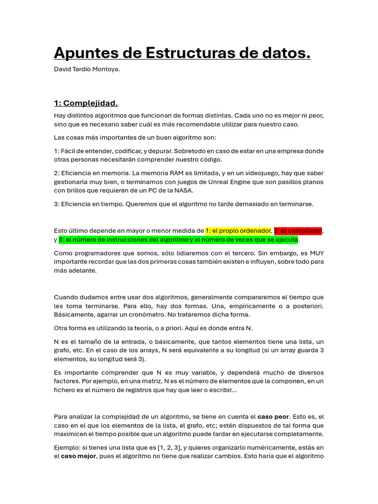 Apuntes de Estructuras de Datos | PDF | Algoritmos | Compilador
