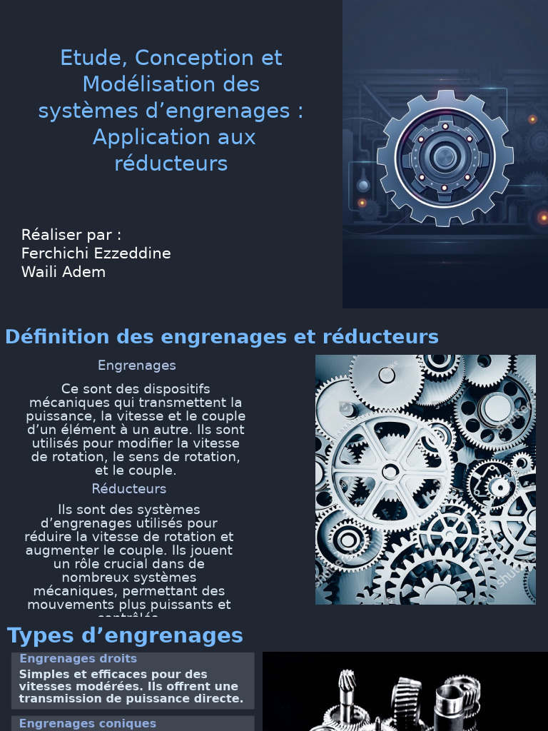 Étude des systèmes d'engrenages et réducteurs | PDF | Engrenage ...