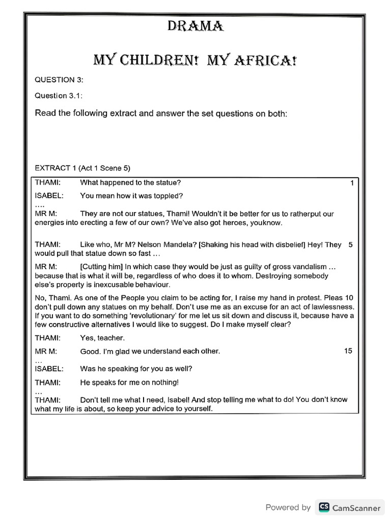 My Children My Africa - Questions and Answers by Kamohelo Katile - 01 ...