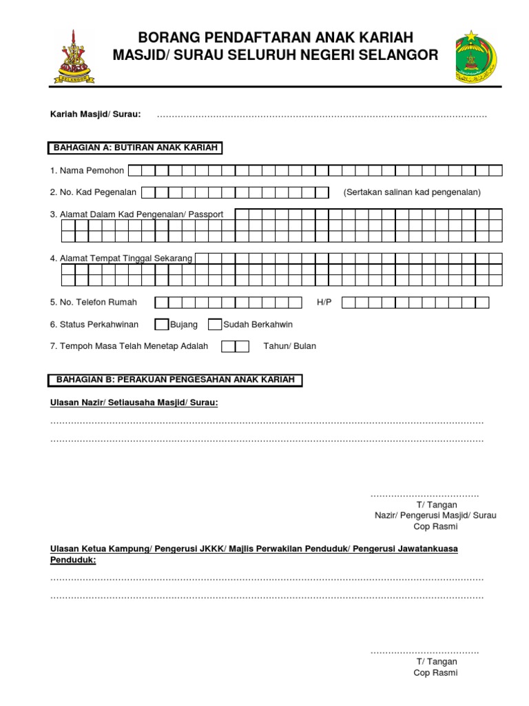 Borang Ran Ahli Kariah Pdf