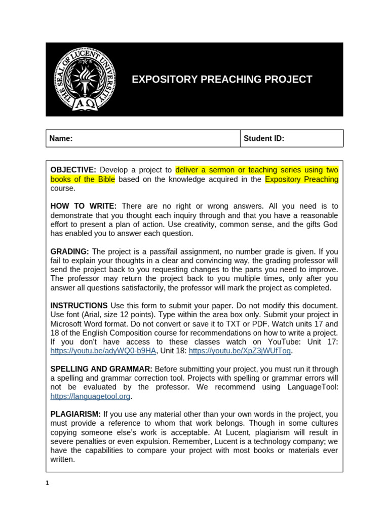 Expository Preaching Project | PDF | Sermon | Exegesis