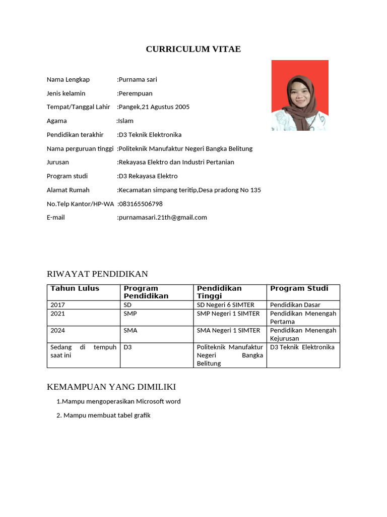 Cv-Purnama Sari 1eb | PDF