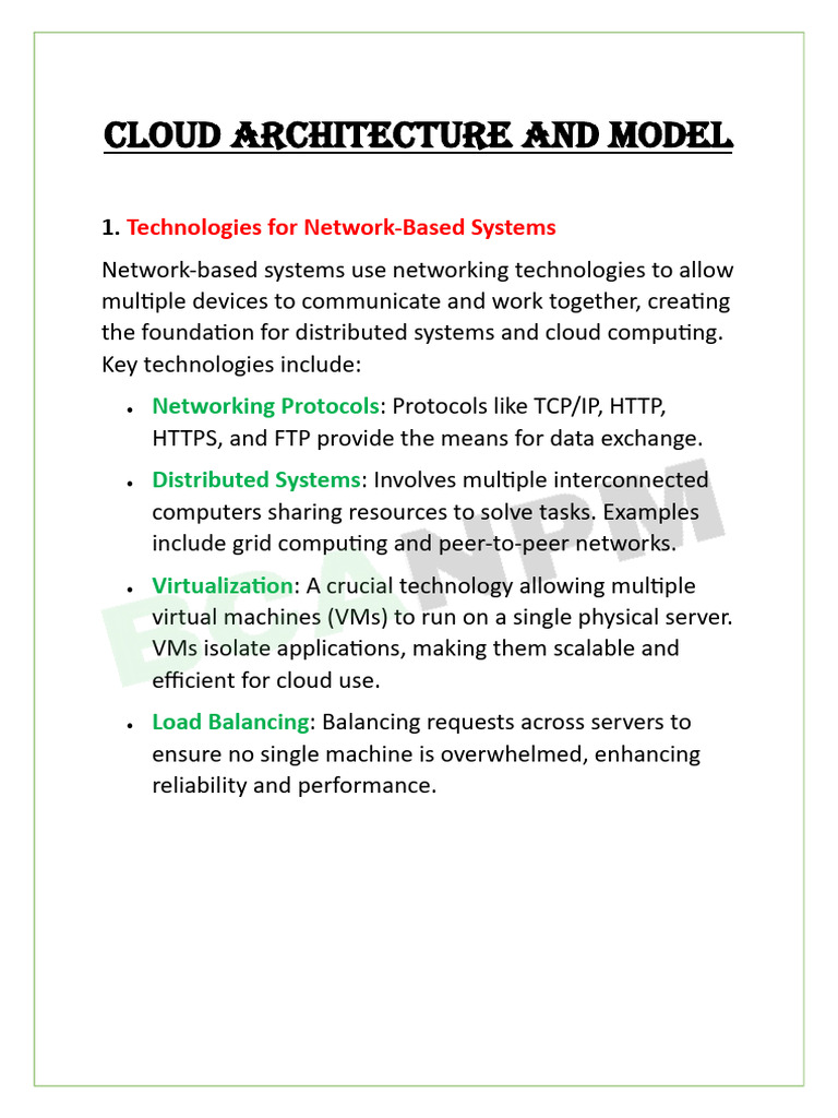 1-Cloud Architecture and Model | PDF | Cloud Computing | Software As A ...