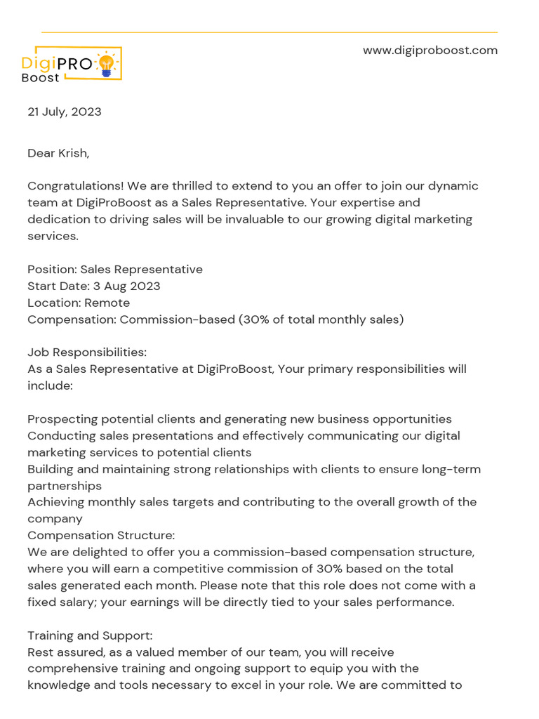 Krish Offer Letter | PDF
