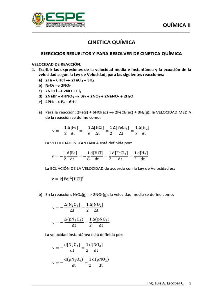 Ejercicios Resueltos Cinetica Química | PDF | Etileno | Ingeniería de Reacción Química