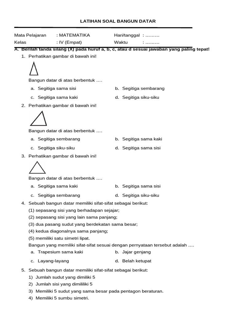 Soal MTK - Bangun Datar | PDF
