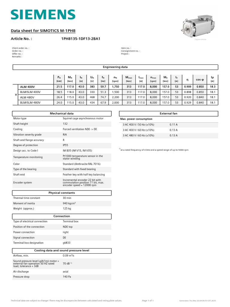 1PH8135 1DF13 2BA1 Datasheet en | PDF | Electrical Engineering | Physical Quantities