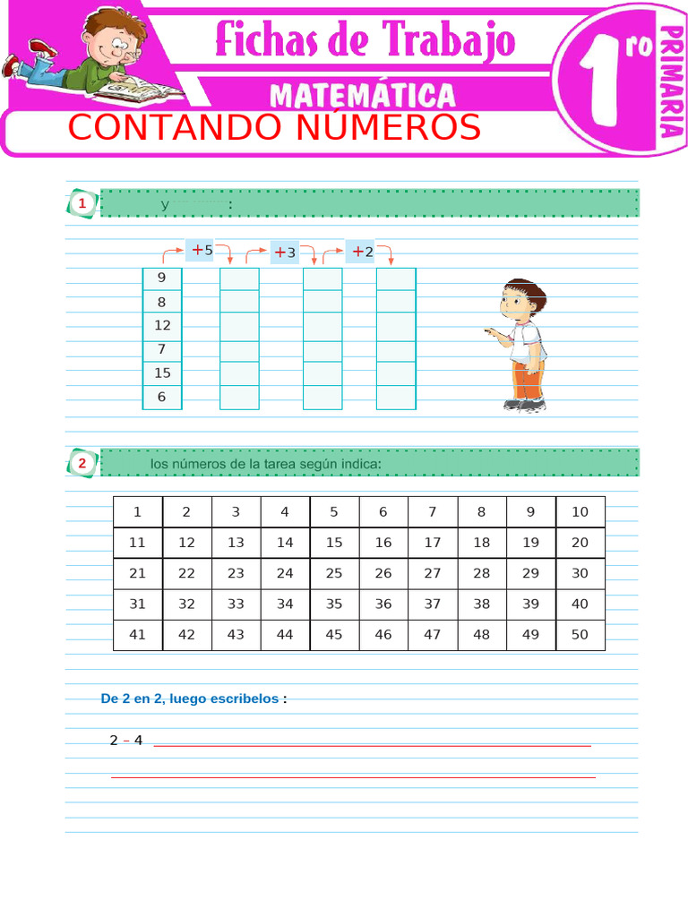 Contando Números para Primer Grado de Primaria | PDF