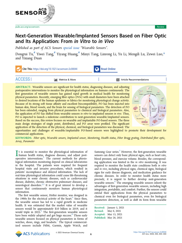 Tu Et Al 2025 Next Generation Wearable Implanted Sensors Based On Fiber ...