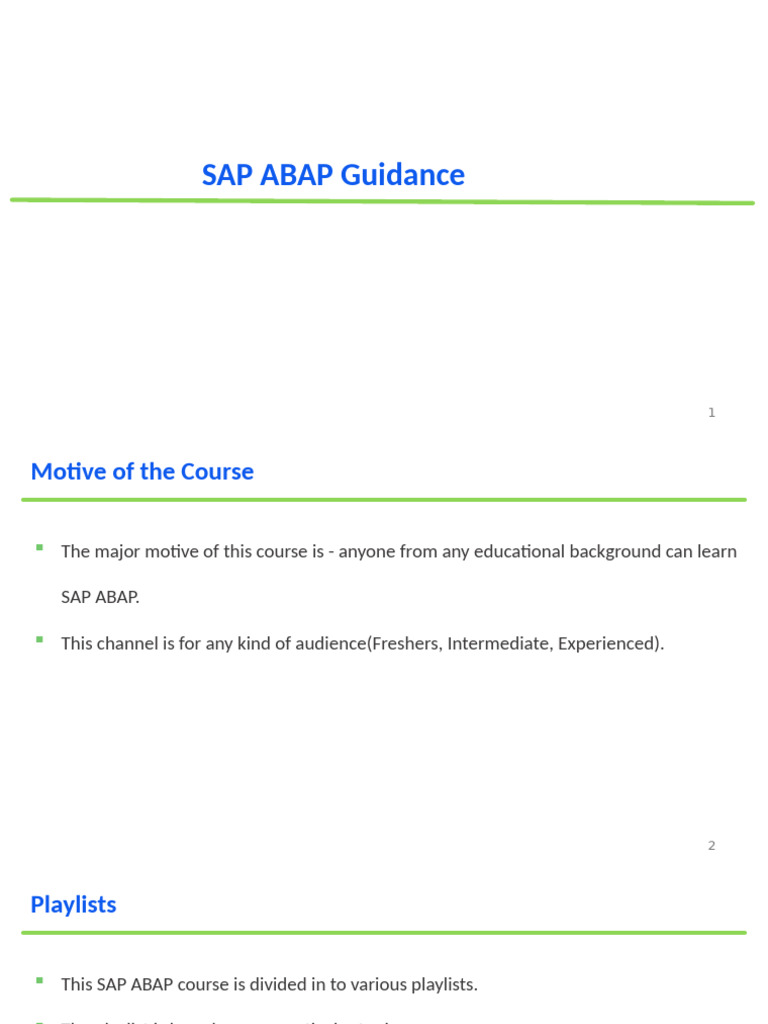 SAP ABAP Guidance | PDF
