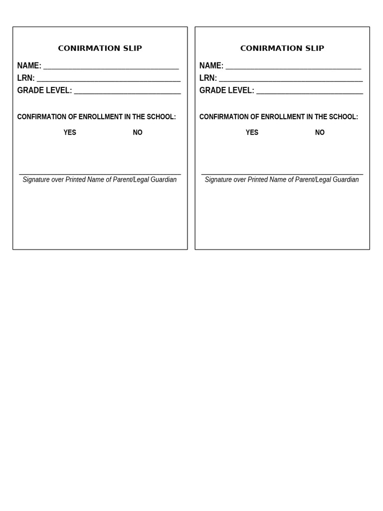 Confirmation Slip | PDF