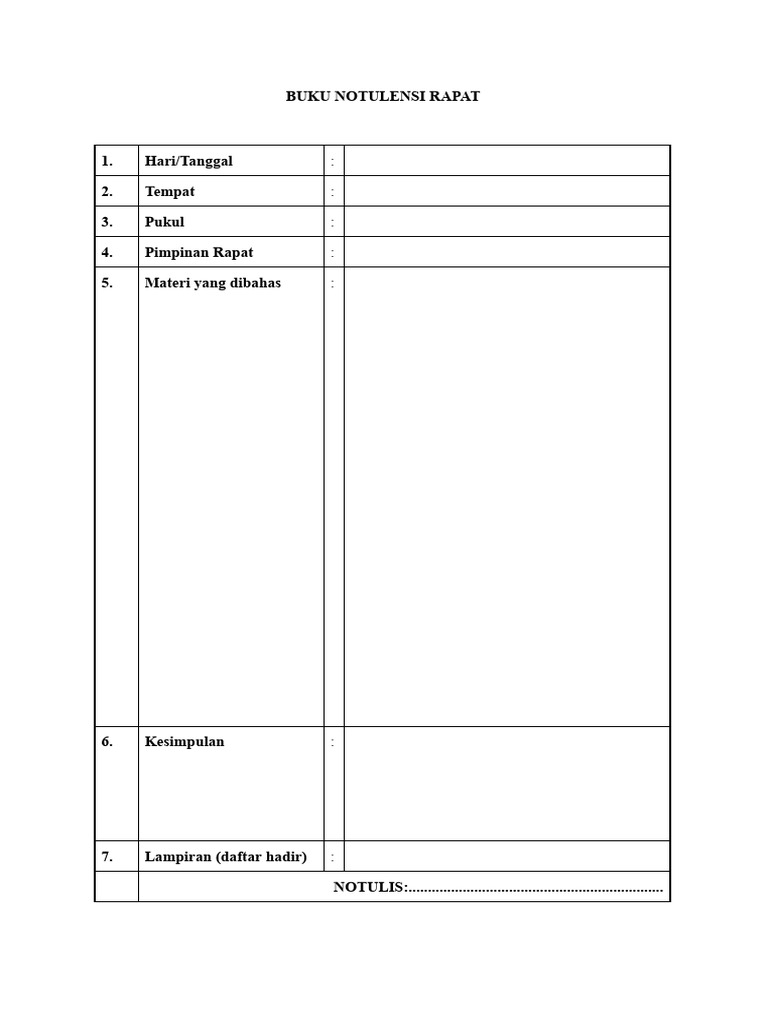 Buku Notulensi Rapat | PDF
