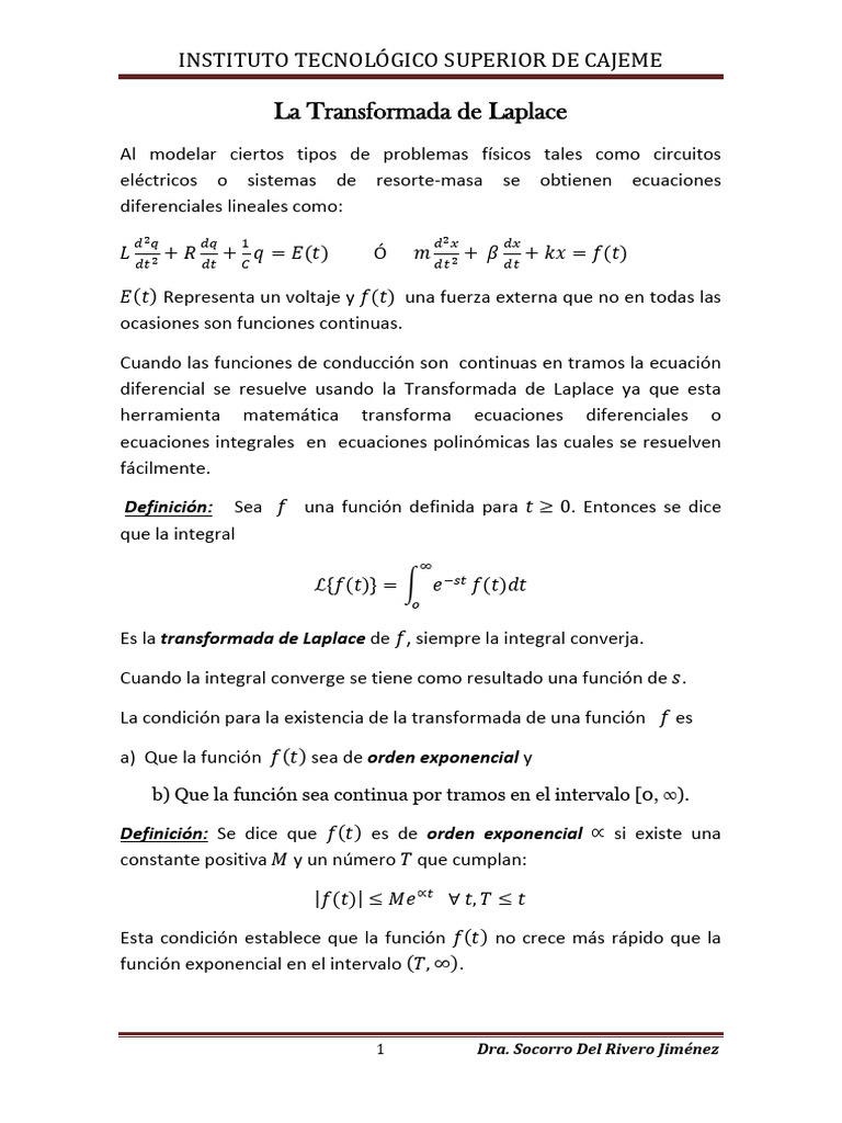 Notas Laplace | PDF | Transformada de Laplace | Integral
