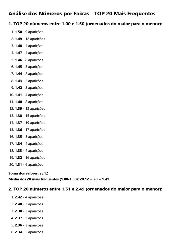 Análise Dos Números Por Faixa 2.0 | PDF | Xadrez
