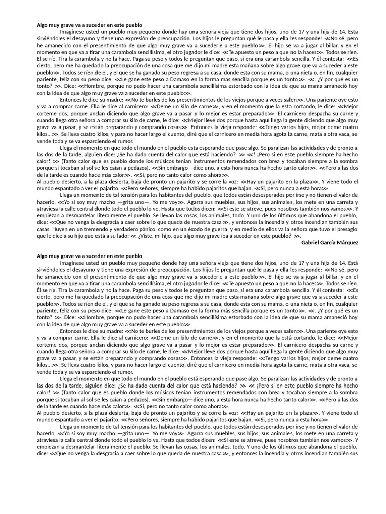 Algo Muy Grave Va Suceder en El Pueblo | PDF