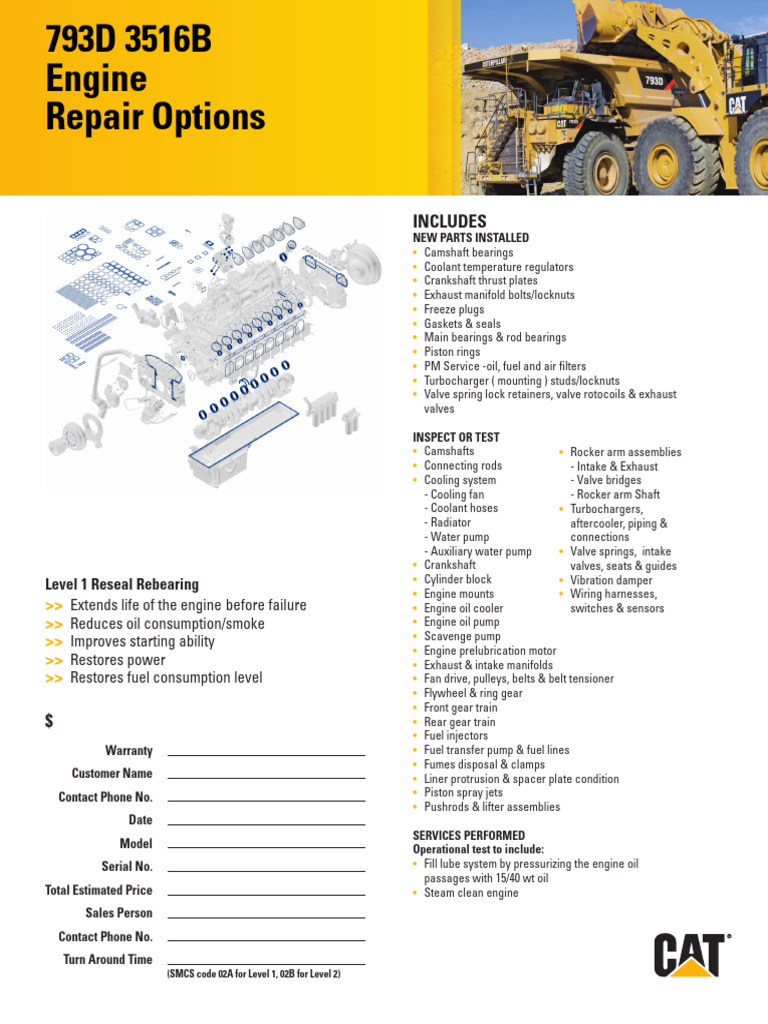 793D 3516B Engine Repair Options 3 - 31 | PDF | Engines | Pump