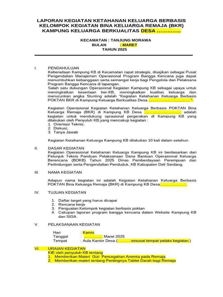 Conoh Laporan Ketahanan BKR | PDF