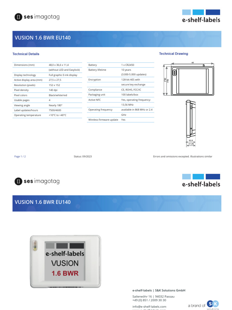 Datenblatt Vusion 1.6 BWR | PDF