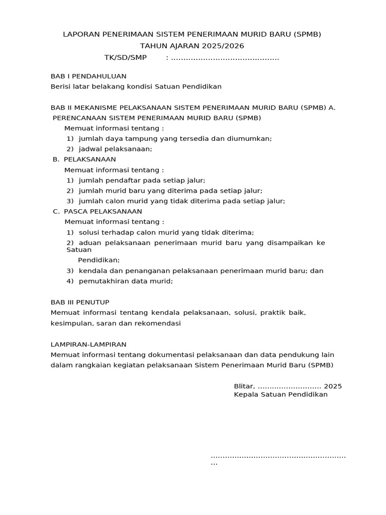 Laporan SPMB | PDF